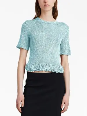 Proenza Schouler Ribbon Crochet Fringe Top
