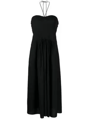Vince Halterneck Pleated Midi Dress