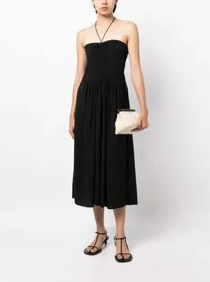 Vince Halterneck Pleated Midi Dress