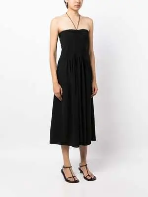 Vince Halterneck Pleated Midi Dress