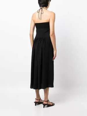 Vince Halterneck Pleated Midi Dress