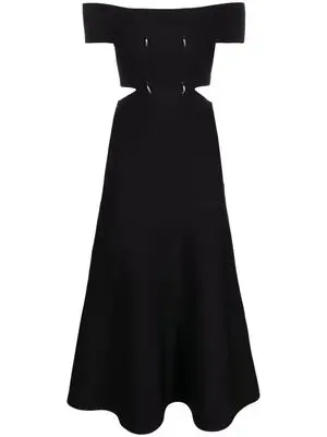 Alexander McQueen Off-shoulder Flared Midi Dress