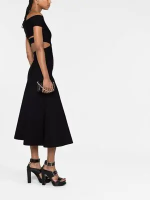 Alexander McQueen Off-shoulder Flared Midi Dress