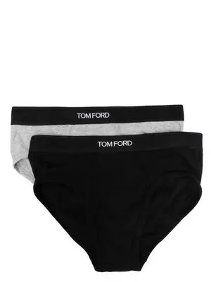 TOM FORD Logo-waist Cotton Briefs - Black