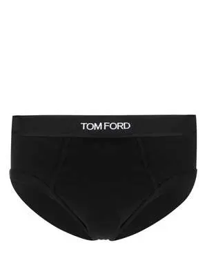TOM FORD Logo-waist Cotton Briefs - Black