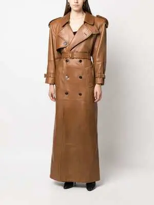 Saint Laurent Long Leather Trench Coat