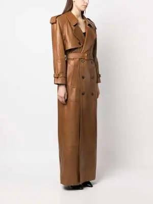 Saint Laurent Long Leather Trench Coat