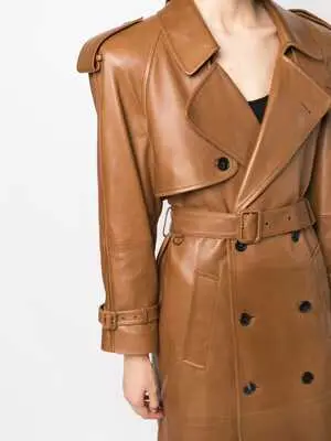 Saint Laurent Long Leather Trench Coat