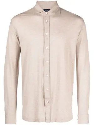 BARBA NAPOLI Long-sleeve Cotton Shirt - Neutrals