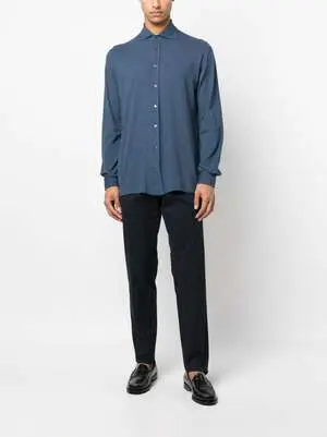 BARBA NAPOLI Long-sleeve Cotton Shirt - Blue