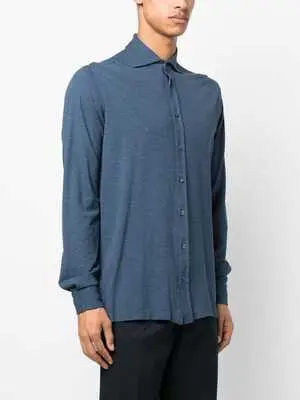 BARBA NAPOLI Long-sleeve Cotton Shirt - Blue