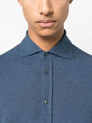 BARBA NAPOLI Long-sleeve Cotton Shirt - Blue