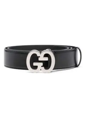 Gucci Logo Buckle Leather Belt - Black
