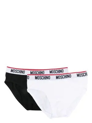 Moschino Logo-waistband Briefs - Black