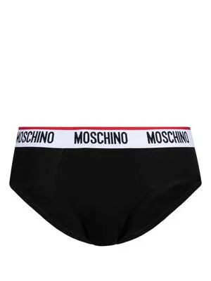 Moschino Logo-waistband Briefs - Black
