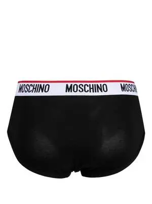 Moschino Logo-waistband Briefs - Black