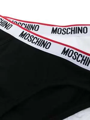 Moschino Logo-waistband Briefs - Black
