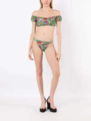 AMIR SLAMA Floral Print Off-shoulder Bikini
