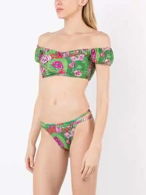 AMIR SLAMA Floral Print Off-shoulder Bikini