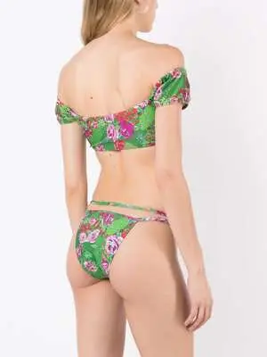 AMIR SLAMA Floral Print Off-shoulder Bikini