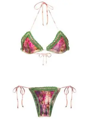 AMIR SLAMA Crochet-detail Tie-dye Triangle Bikini - Multicolour