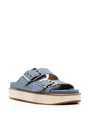GANNI Buckle-fastening Denim Flat Sandals