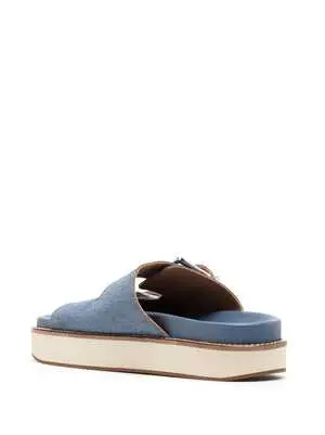 GANNI Buckle-fastening Denim Flat Sandals
