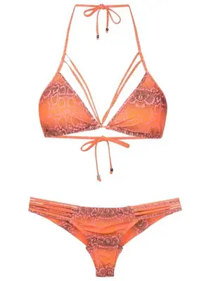 AMIR SLAMA Snakeskin-print Bikini - Orange