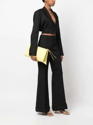 JIL SANDER Debossed Logo Clutch Bag - Yellow