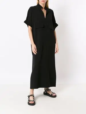 OLYMPIAH Split-neck Shift Dress