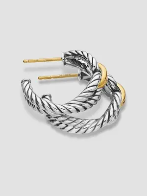 David Yurman Cable Loop Hoop Earrings In Sterling With 18k Yellow Gold, 22mm
