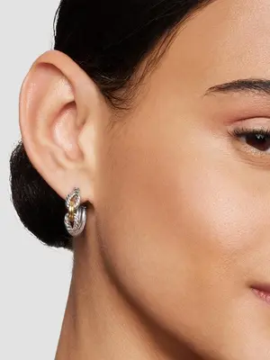 David Yurman Cable Loop Hoop Earrings In Sterling With 18k Yellow Gold, 22mm