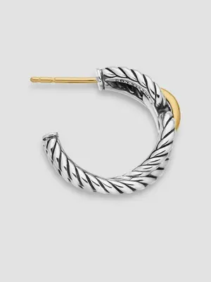 David Yurman Cable Loop Hoop Earrings In Sterling With 18k Yellow Gold, 22mm