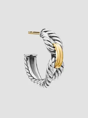 David Yurman Cable Loop Hoop Earrings In Sterling With 18k Yellow Gold, 22mm