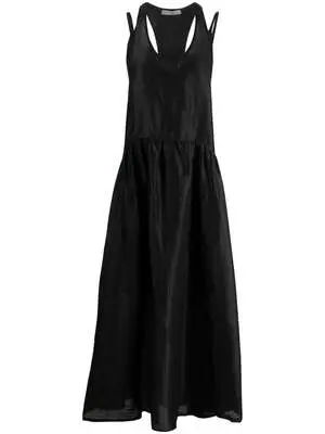 MAURIZIO MYKONOS Racerback Linen-silk Maxi Dress