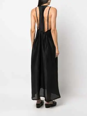 MAURIZIO MYKONOS Racerback Linen-silk Maxi Dress