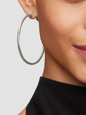 David Yurman Sculpted Cable Hoop Earrings In Sterling - Silver
