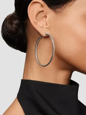 David Yurman Sculpted Cable Hoop Earrings In Sterling - Silver