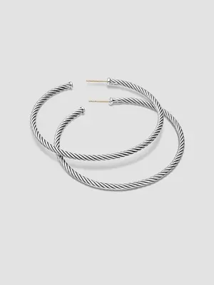 David Yurman Sculpted Cable Hoop Earrings In Sterling - Silver