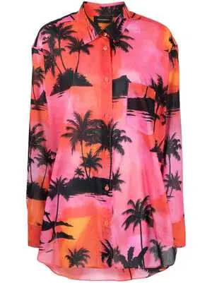 Andamane Oversized Palm-tree Print Shirt