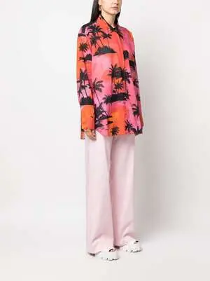 Andamane Oversized Palm-tree Print Shirt