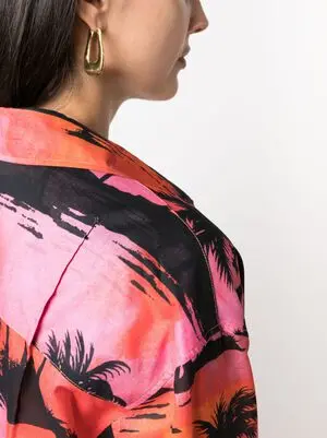 Andamane Oversized Palm-tree Print Shirt