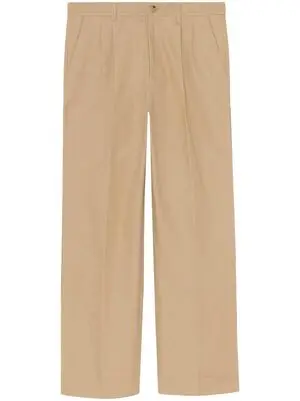 Gucci Embroidered Canvas Trousers - Neutrals