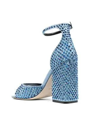 Paris Texas Holly Fiona 100mm Rhinestone Sandals - Blue