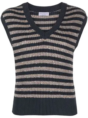 Brunello Cucinelli Horizontal-stripe Knitted Vest