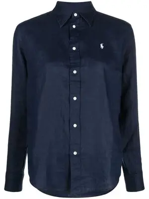 Polo Ralph Lauren Logo-embroidered Linen Shirt - Blue