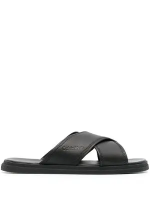 Calvin Klein Criss-cross Leather Slides