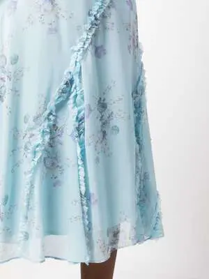 LoveShackFancy Floral-print Ruffled Midi Skirt