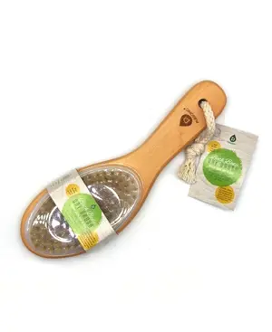 PURSONIC Bath Body Brush With Lotus Wooden Handle - Natural