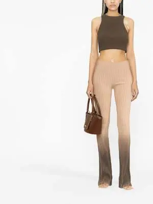 ANDREĀDAMO Ombré-effect Ribbed-knit Trousers - Neutrals